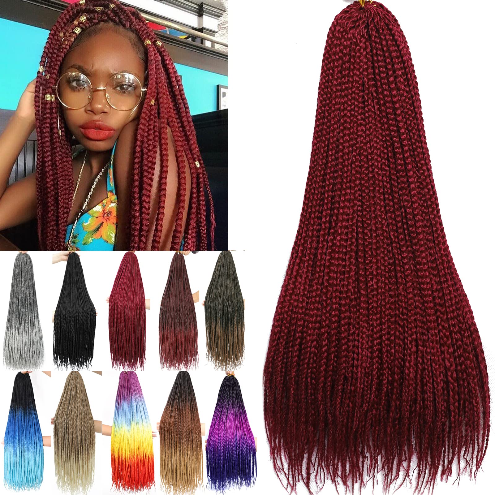 Red And Brown Box Braids