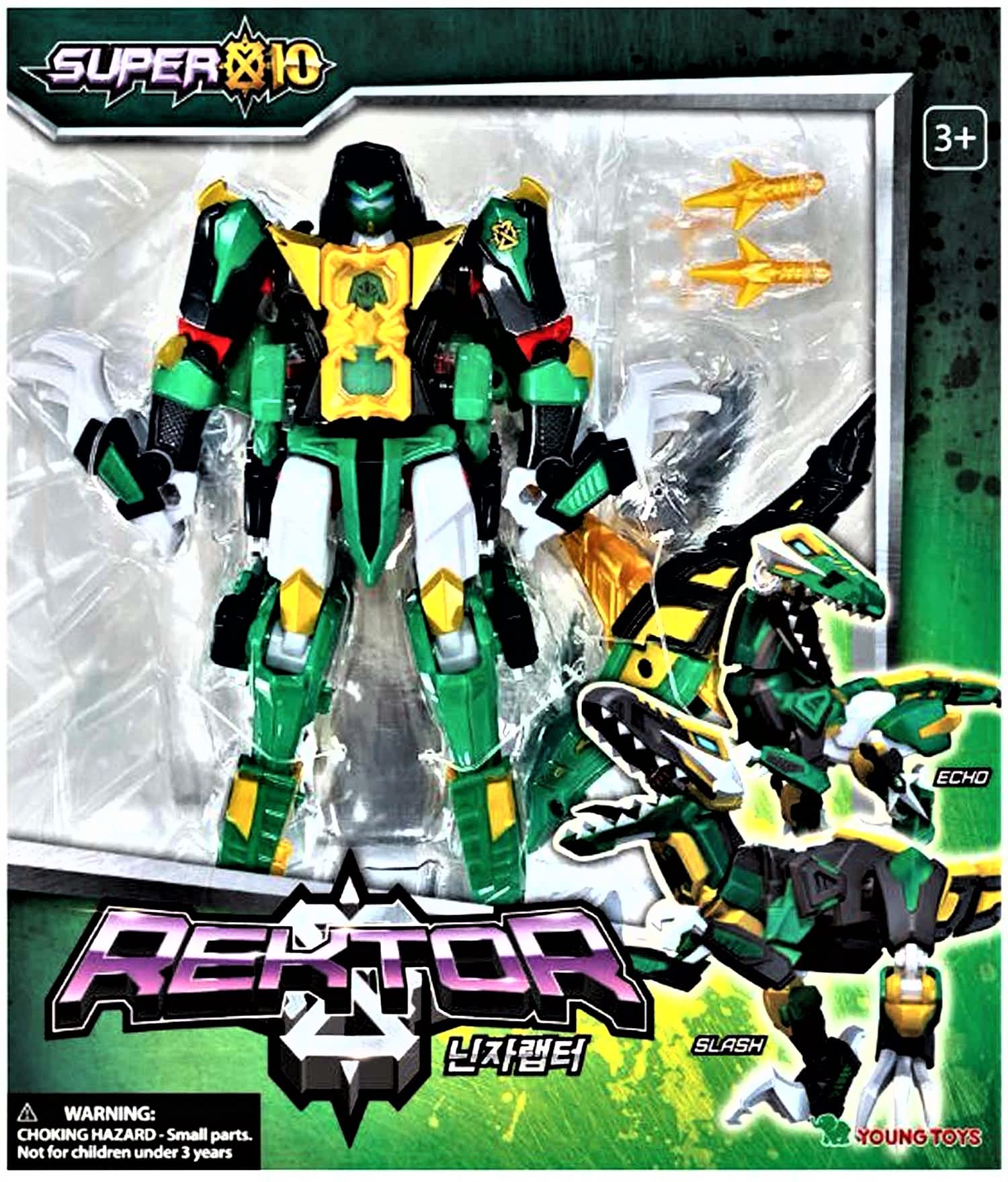 SSmall SUPER 10 REKTOR Ninja Raptor Green Dino Transforming Robot ...
