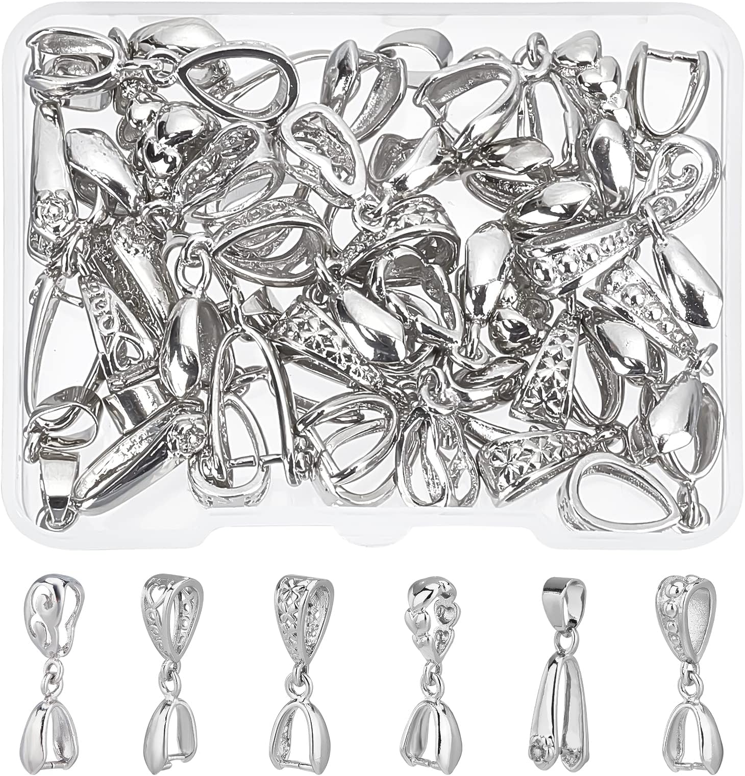 Amazon.com: NBEADS 120 Pcs 6 Styles Brass Pendant Pinch Bails, Ice Pick ...