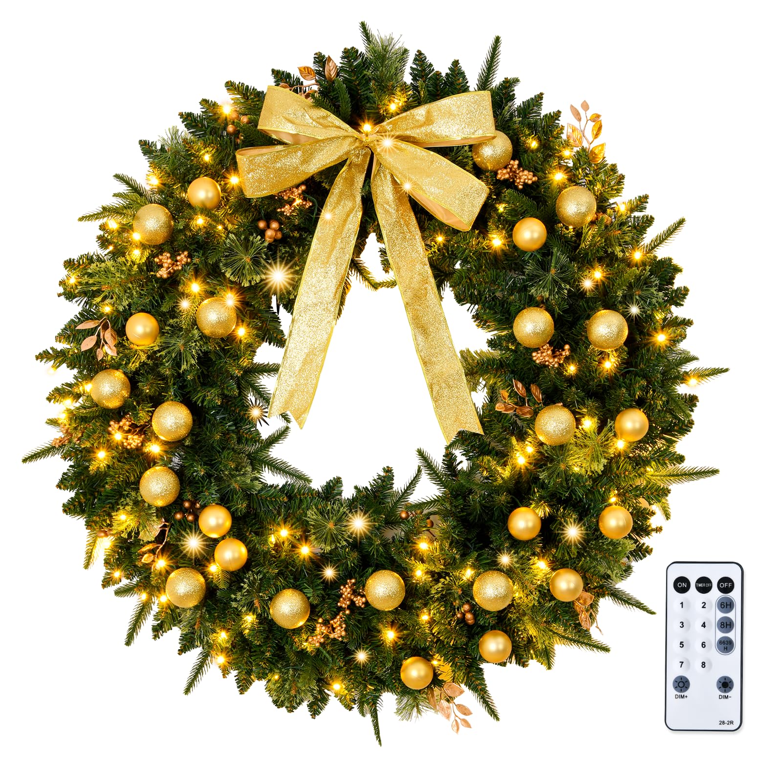 Snapklik.com : VINGLI 36 Inch Prelit Christmas Wreath, Lighted ...