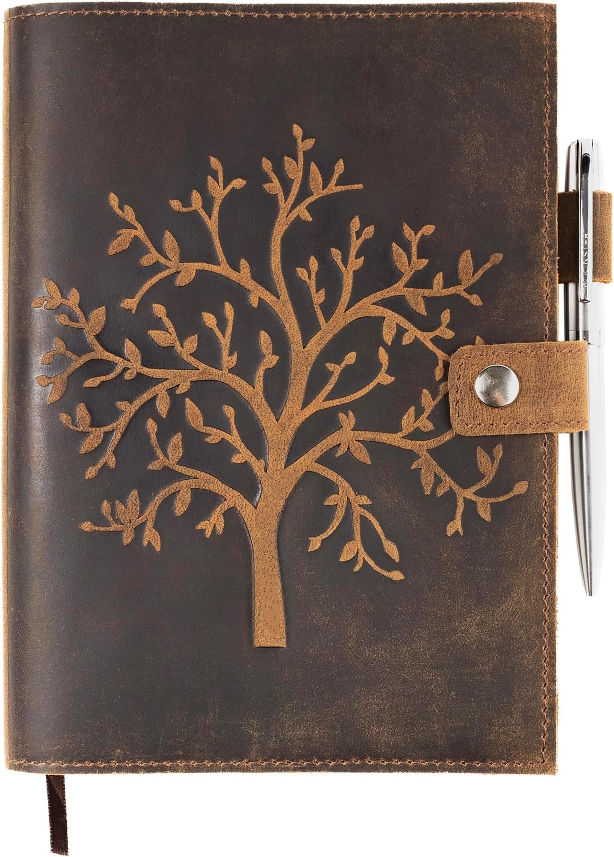 Refillable Leather Journal Lined Notebook - Embossed Tree of Life ...