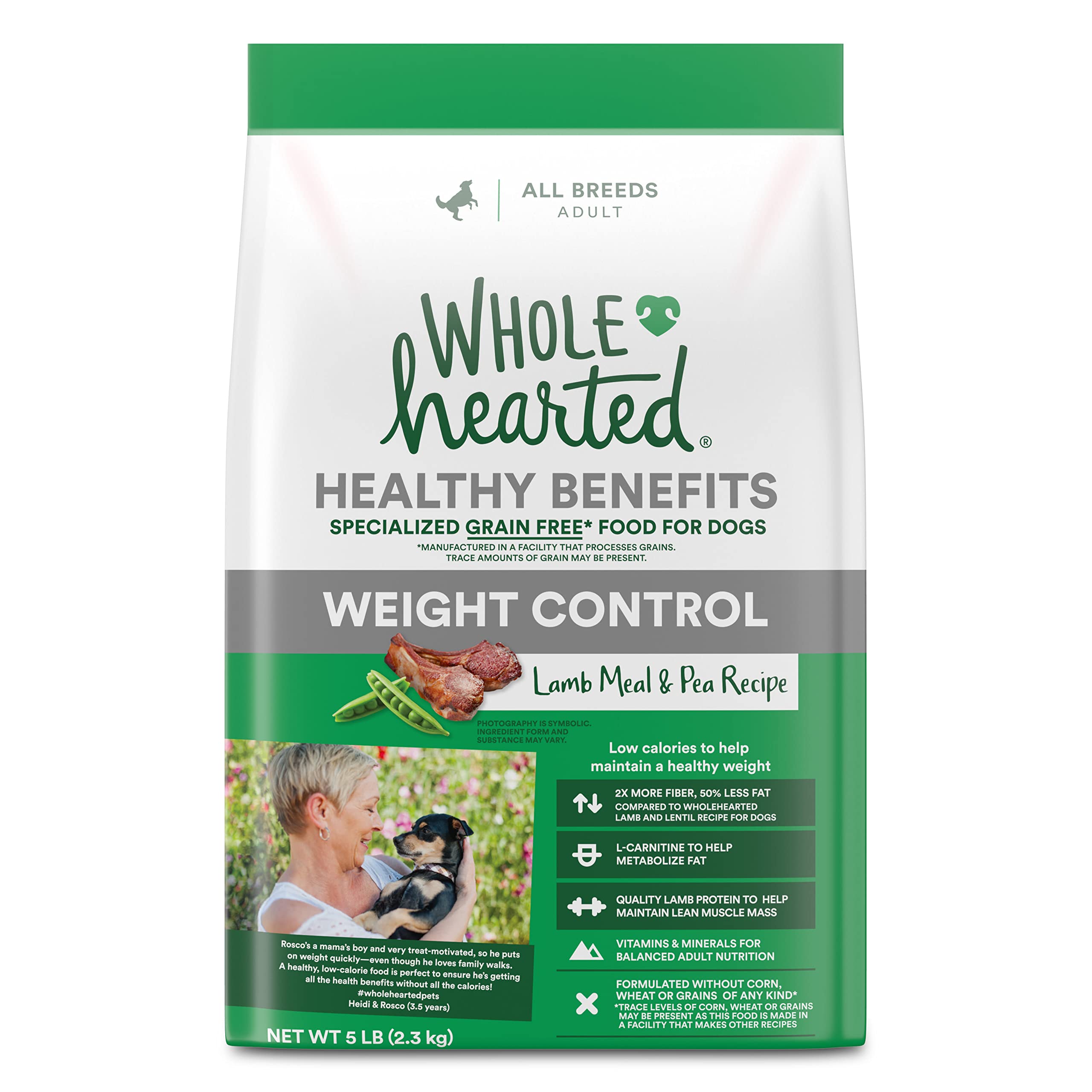 Amazon.com: WholeHearted Healthy Benefits Weight Control Lamb and Pea Recipe Dry Dog Food 5 lbs ...