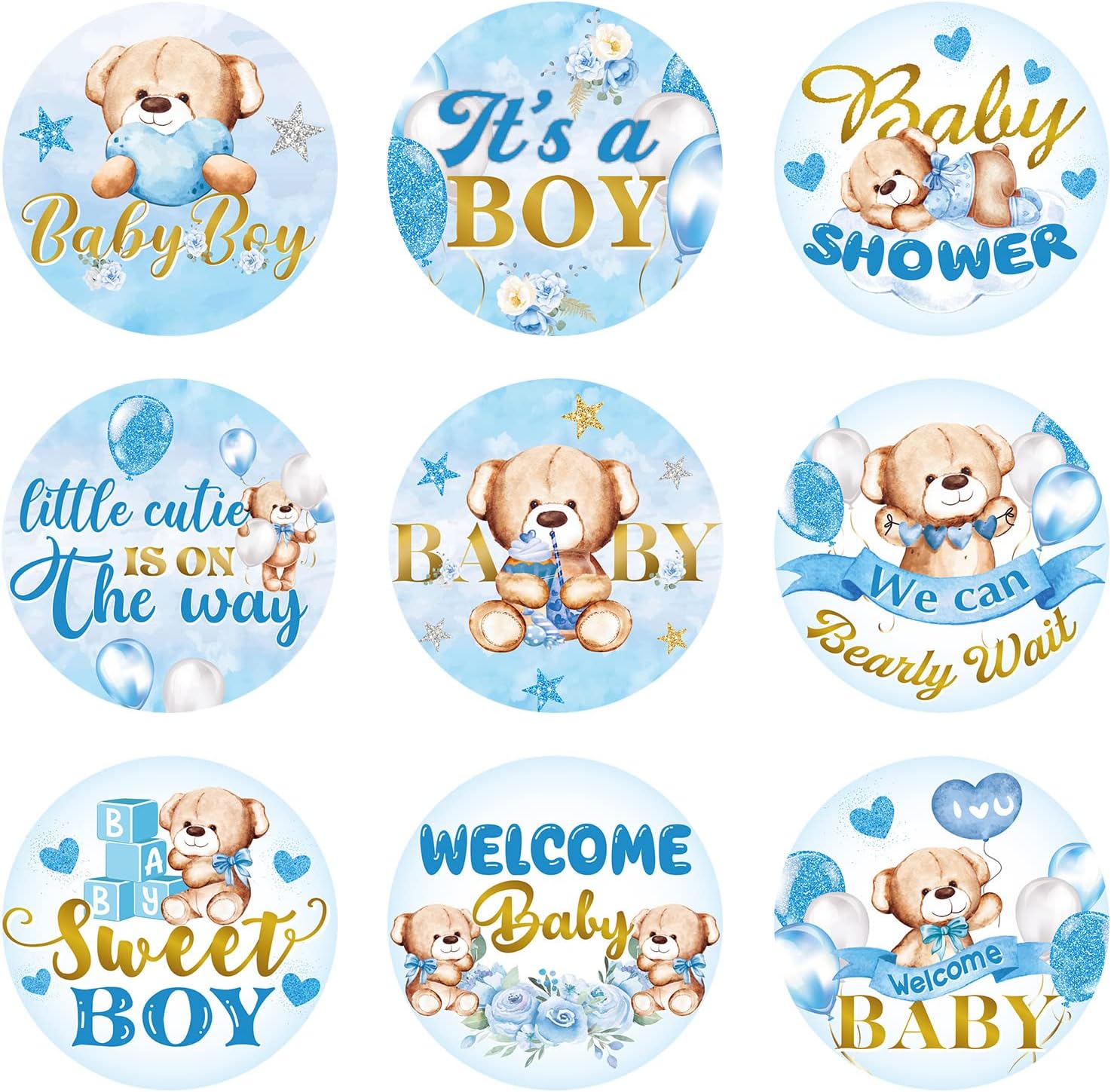 Amazon.com: Clabby 504 Pieces Boy Girl Baby Shower Favors Stickers Mini ...