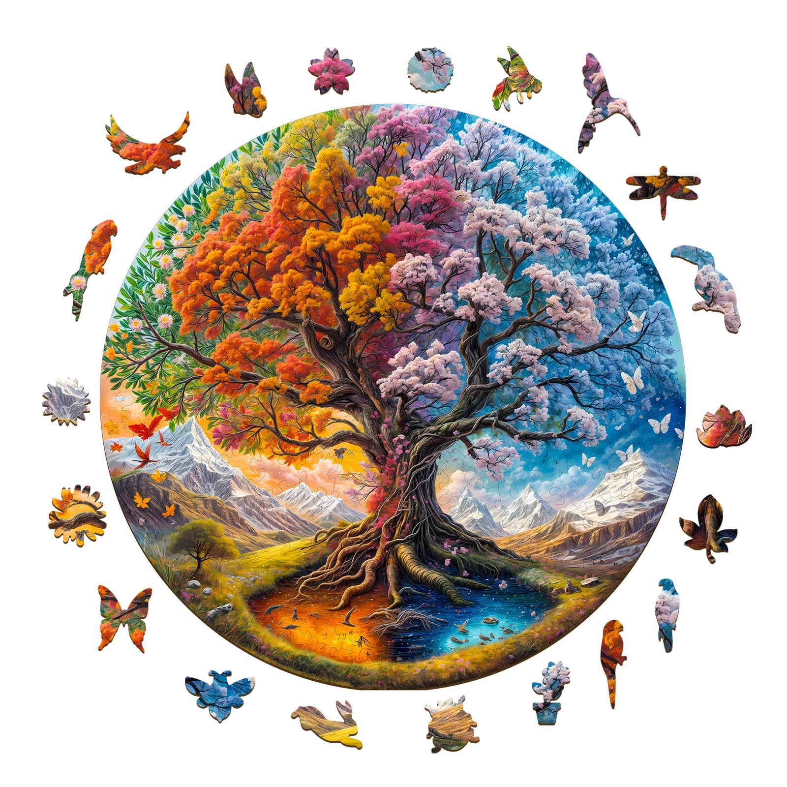 Amazon.com: Wooden Puzzles for Adults, Seasonal Tree of Life Puzzle ...