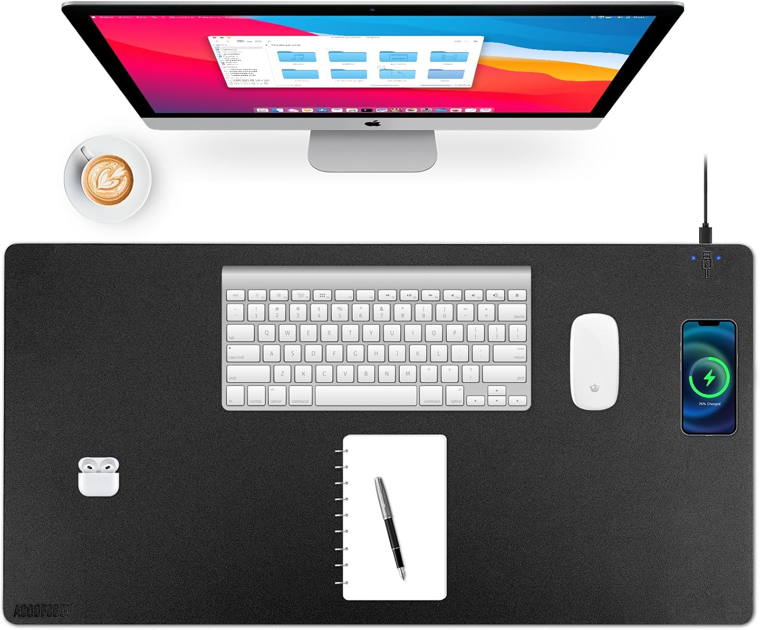 Amazon.com : Wireless Charging Desk Mat with Desk Pad for Desktop ...
