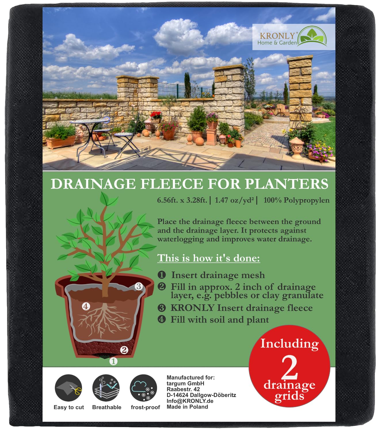 Amazon.com: KRONLY Plant Drainage Insert 6.56ft. x 3.28ft. Pot Drainage ...