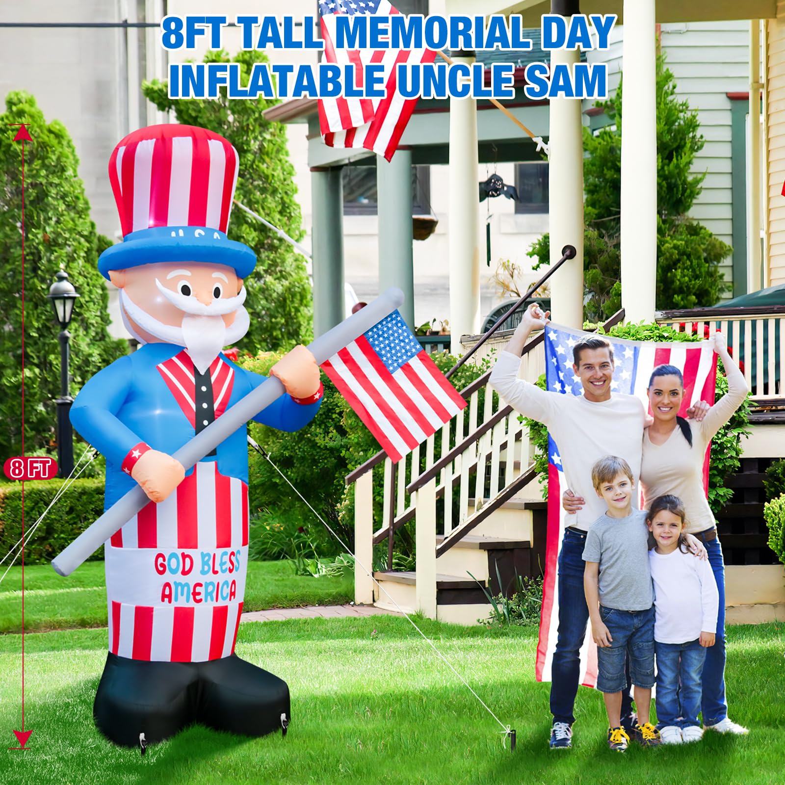 Snapklik.com : Nerveol 8FT Tall Independence Day 4th Of July Inflatable ...