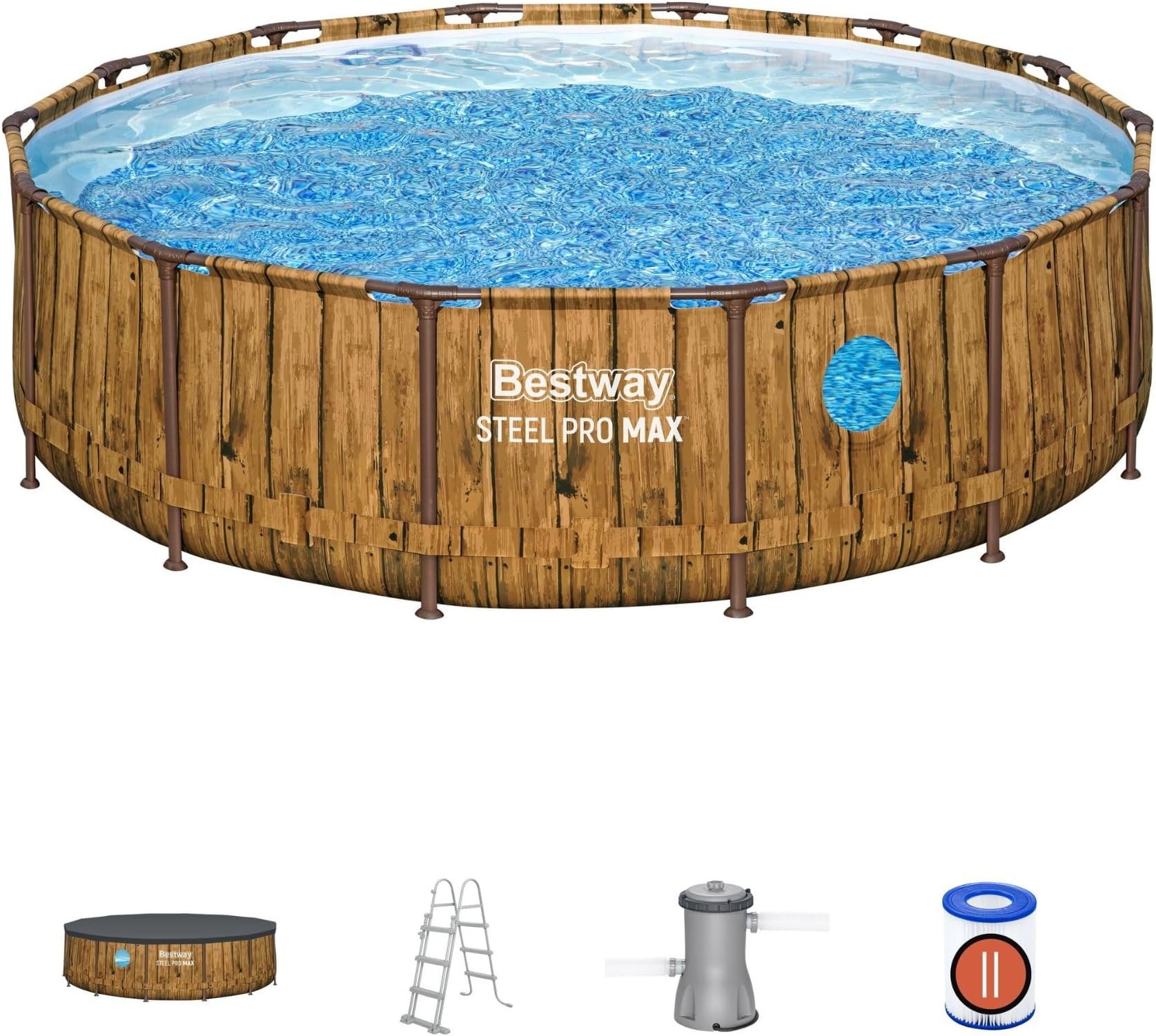 Bestway Steel Pro Max Above Ground Pool, Metal Frame Round Swimming ...