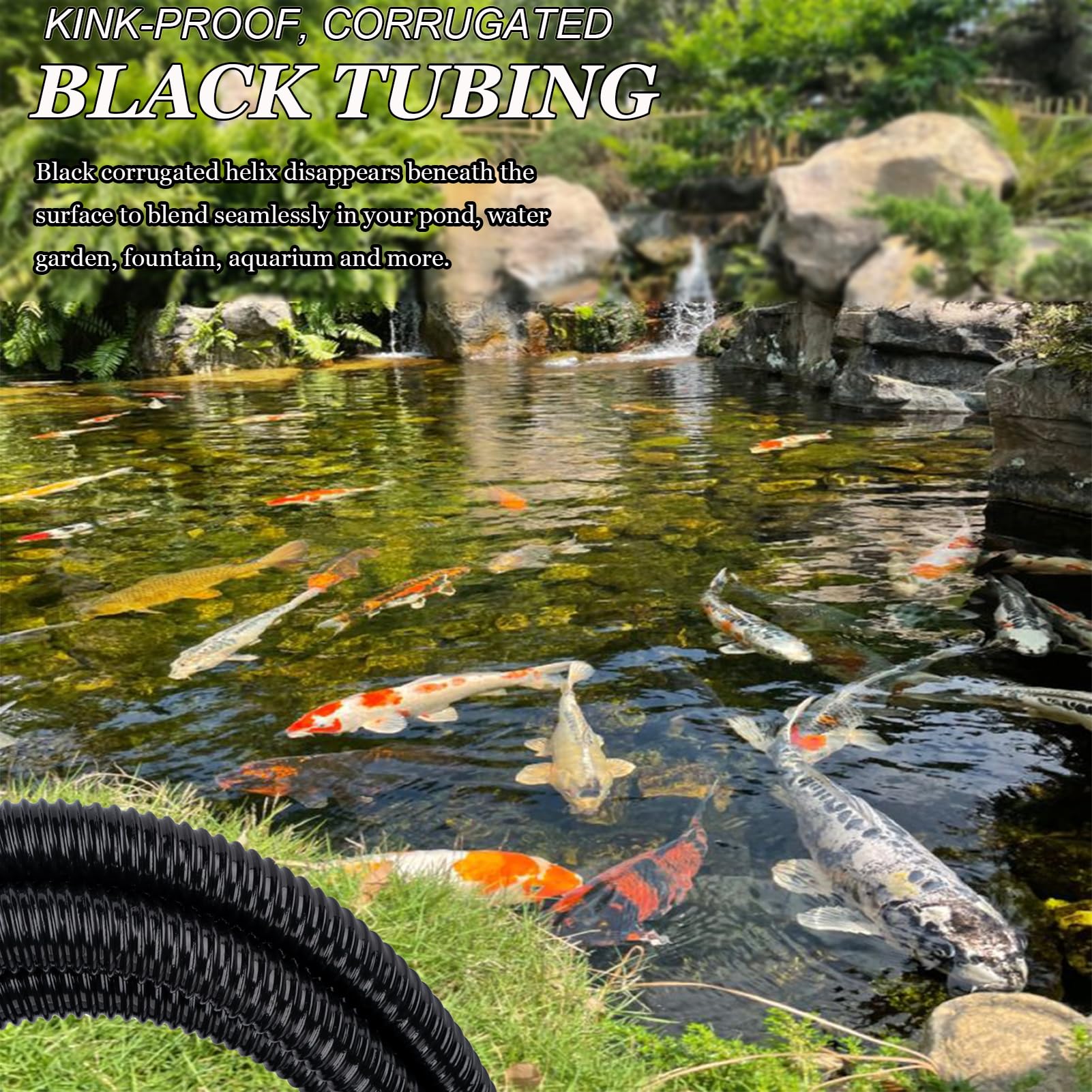 Snapklik.com : Pond Tubing,1 Inch PVC Flexible Pond Hose, Black ...