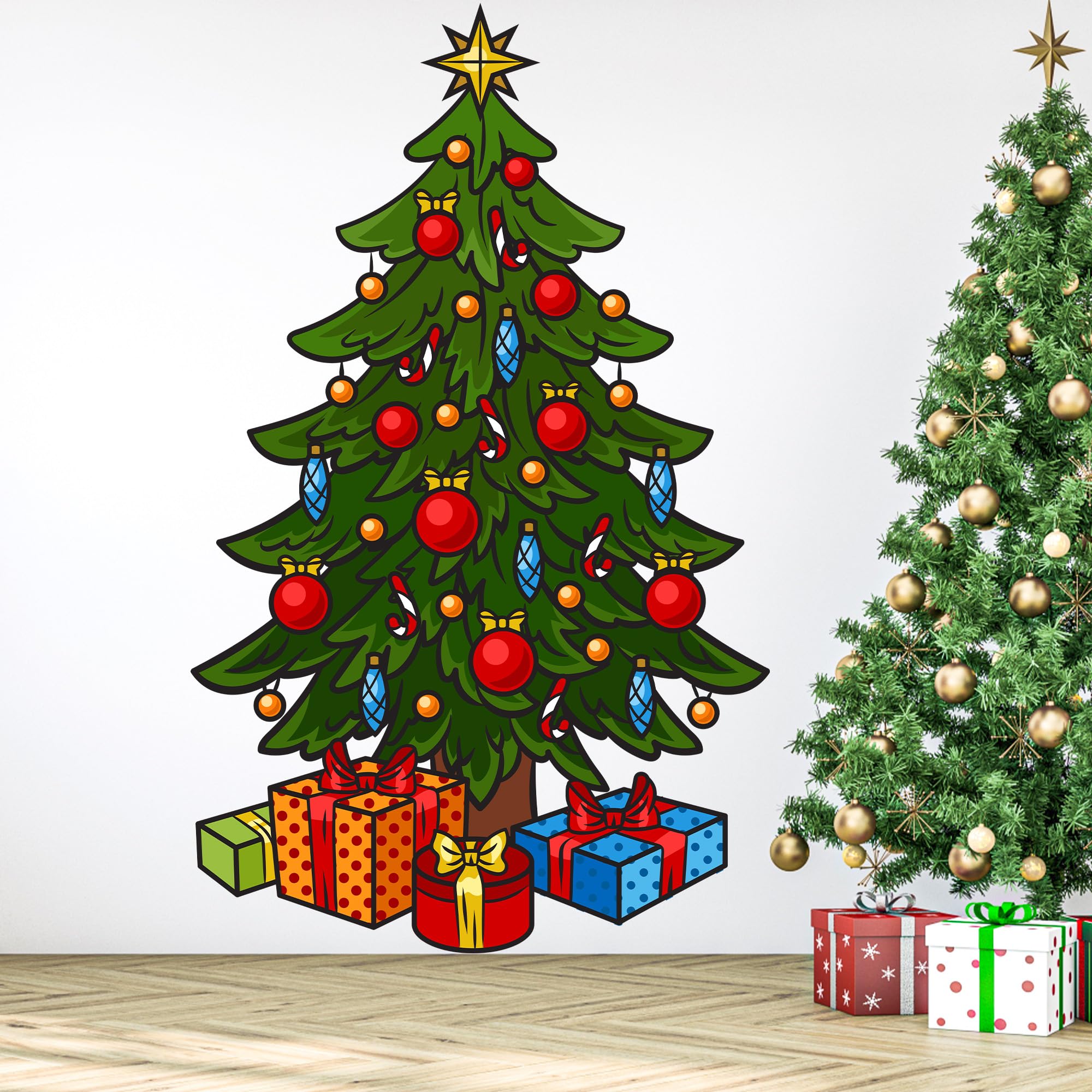 Amazon.com: Christmas Tree Wall Decals Large DIY Christmas Tree Wall ...