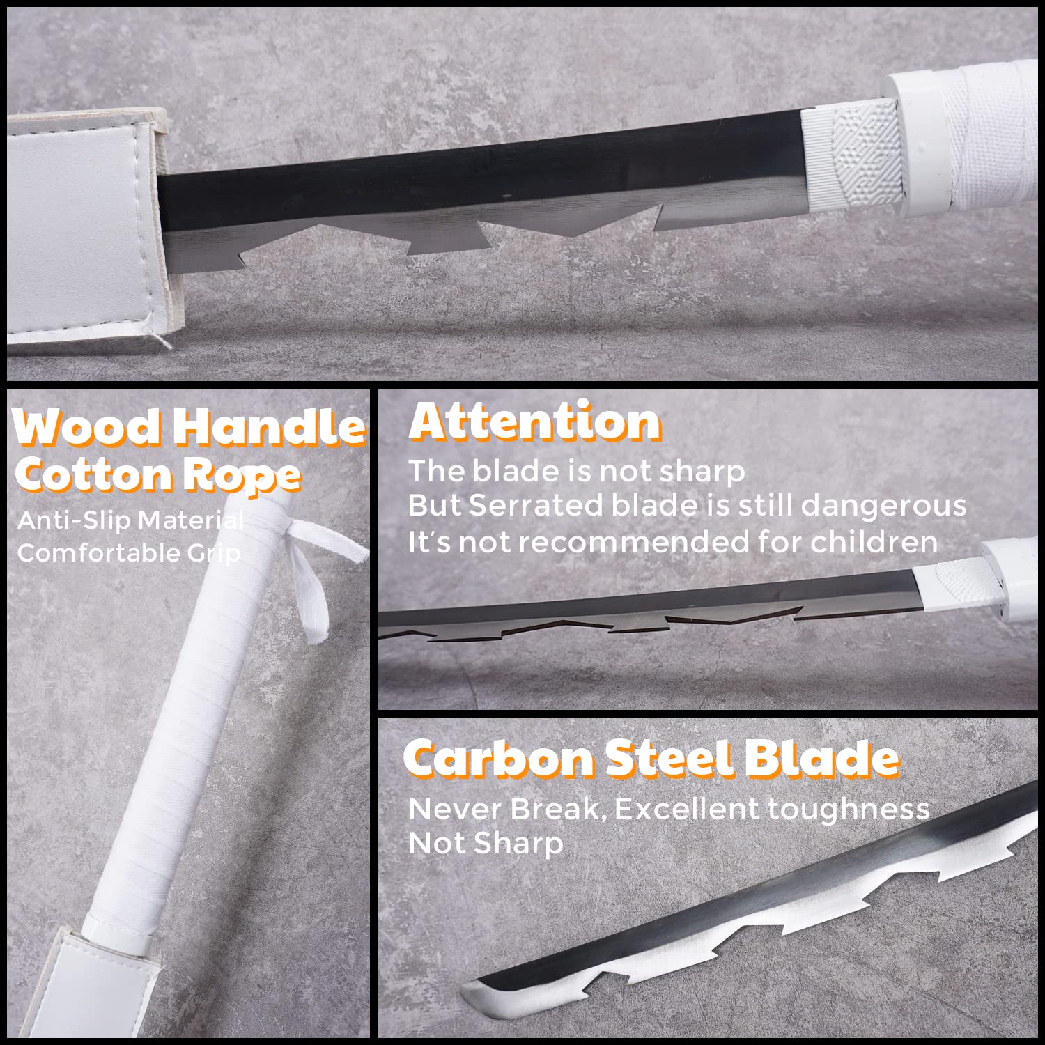 Buy Cold Blade Stainless Steel Demon Slayer Sword, Real Metal Cosplay ...