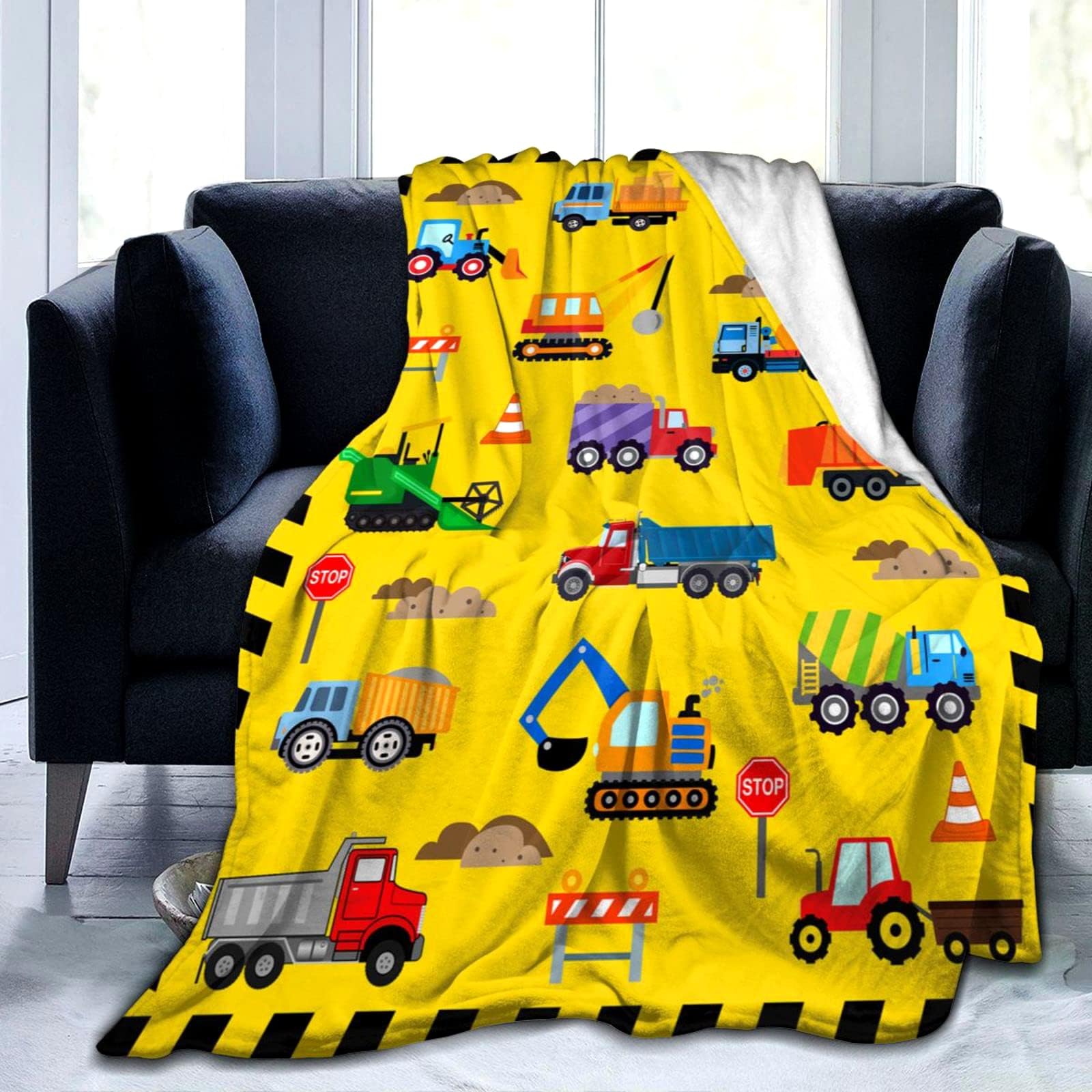 Amazon.com: MIBDDK Cute Construction Truck Blanket Throw Excavator Car ...