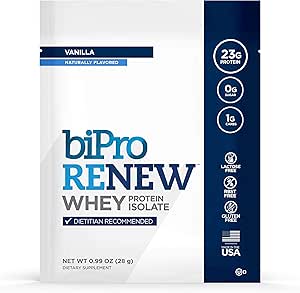 Amazon.com: BiPro Renew to-Go 100% Whey Isolate Protein Powder, Vanilla ...