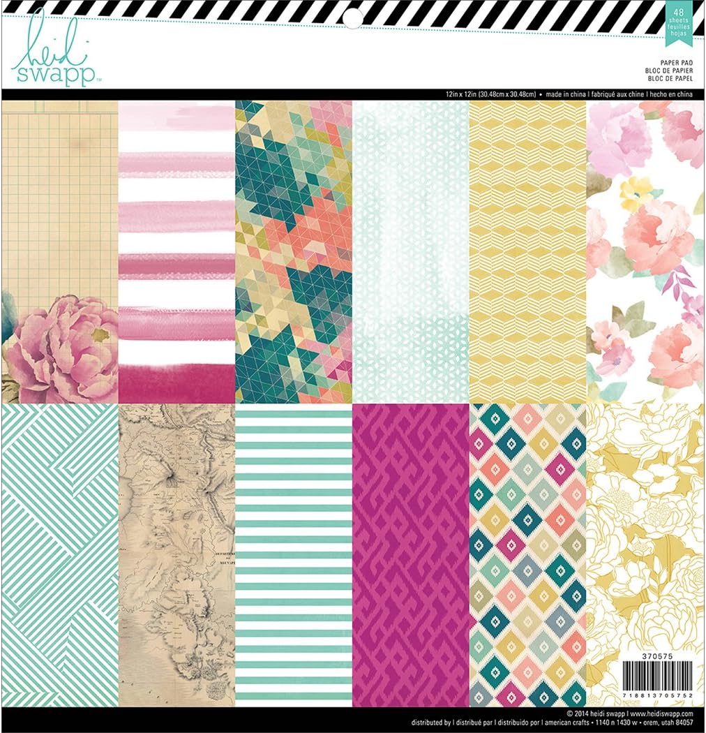 Amazon.com: American Crafts Heidi Swapp Paper Pad (48 Pack), 12" by 12 ...