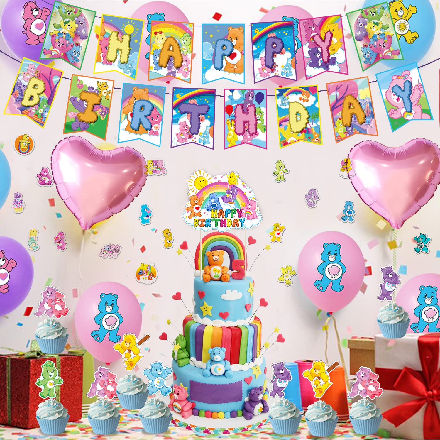 Buy 100Pcs Care Bear Birthday Party Supplies Care Bears Party ...
