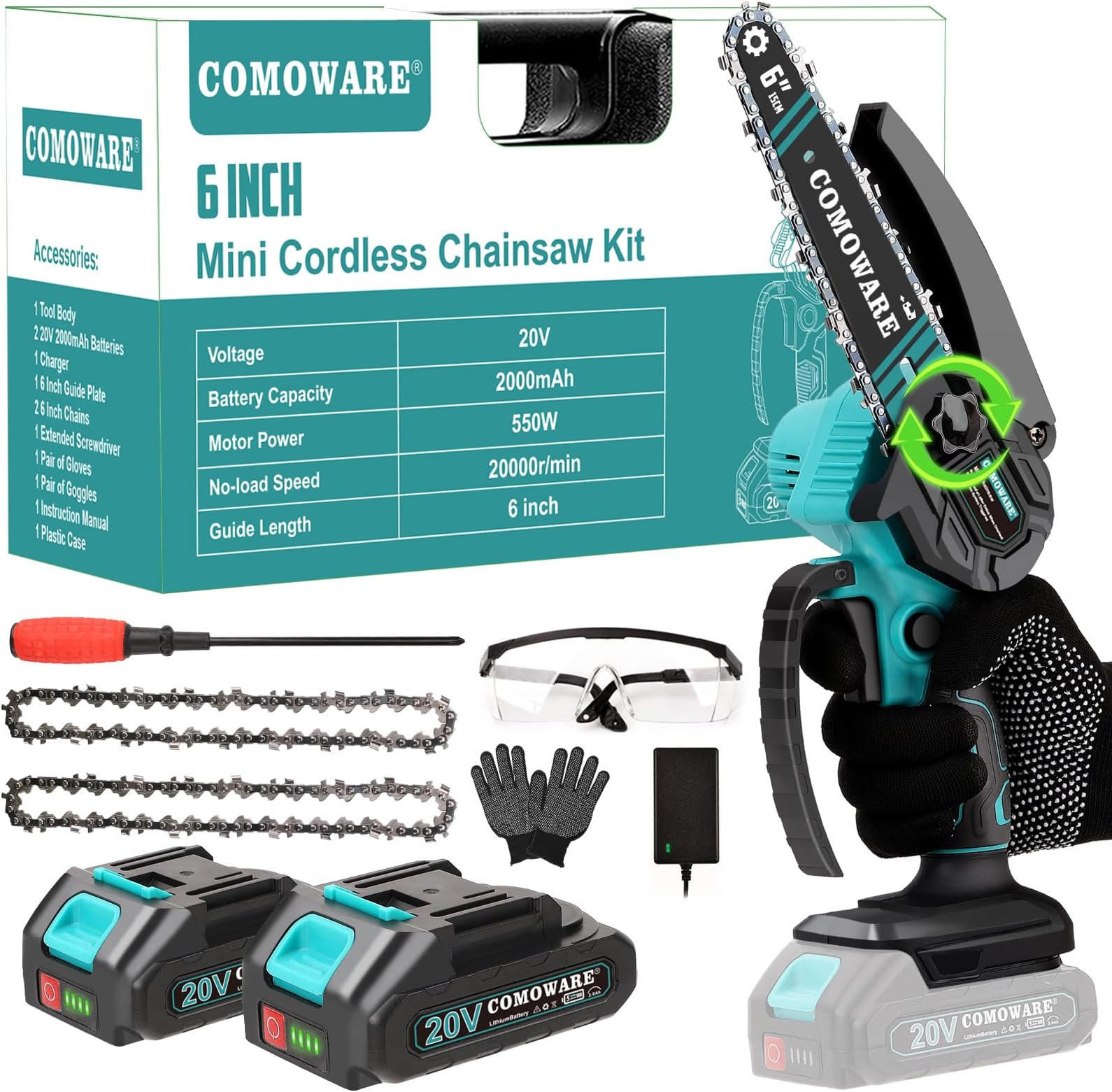 Amazon.com: AKQIY Cordless Electric Chainsaw: Upgraded 650W Brushless ...