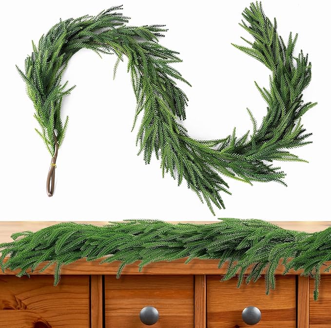 Amazon.com: Ahzemepinyo Christmas Norfolk Pine Garland Artificial Green ...