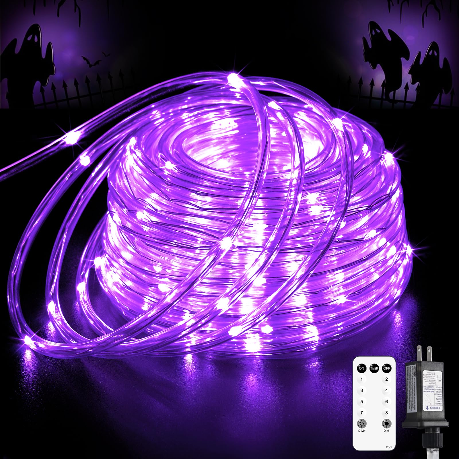 Amazon.com: JMEXSUSS 200 LED Purple Halloween Lights Plug in, 66 FT ...