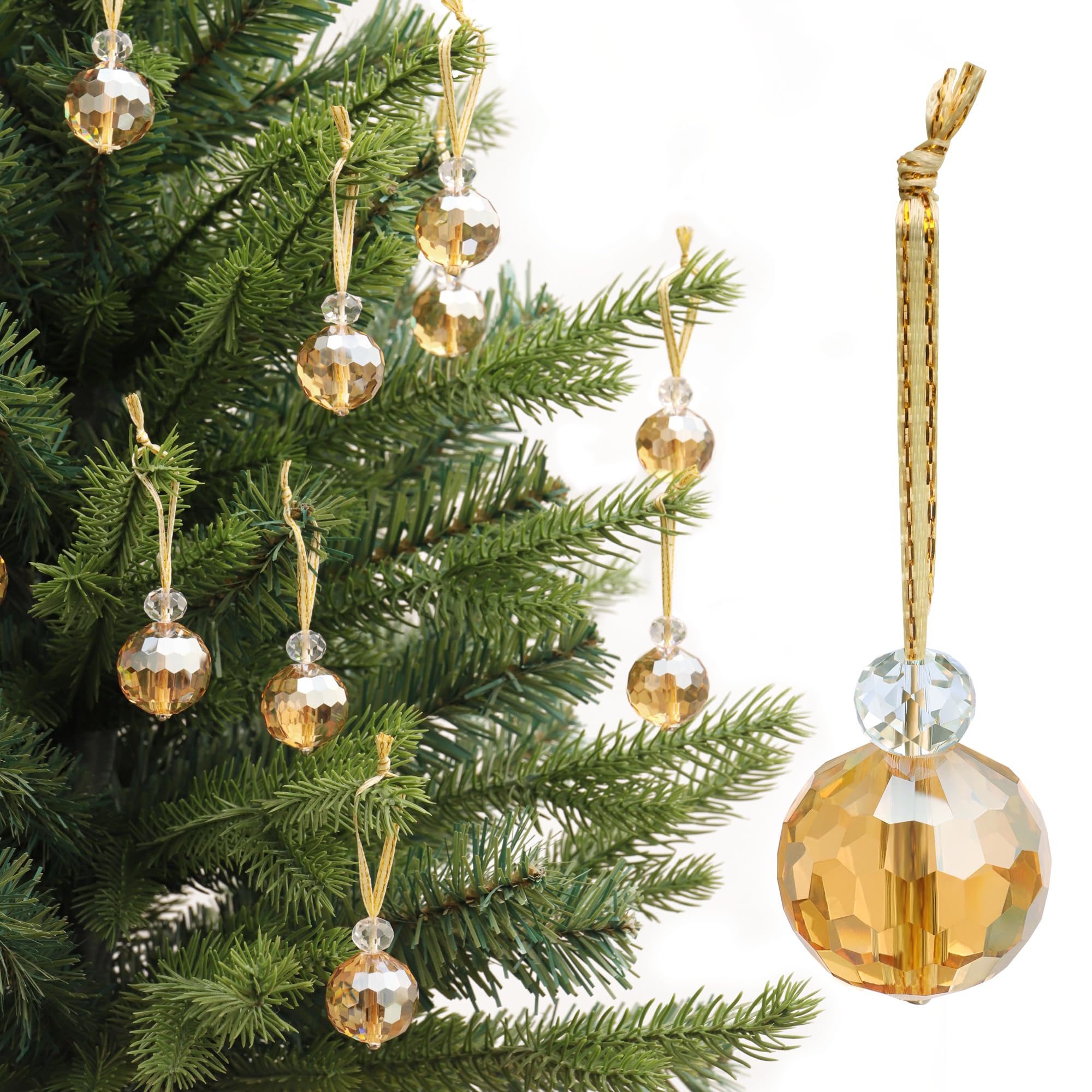 12 Pcs Crystal Glass Christmas Balls Ornaments, 0.87" Mini Prism Ball ...