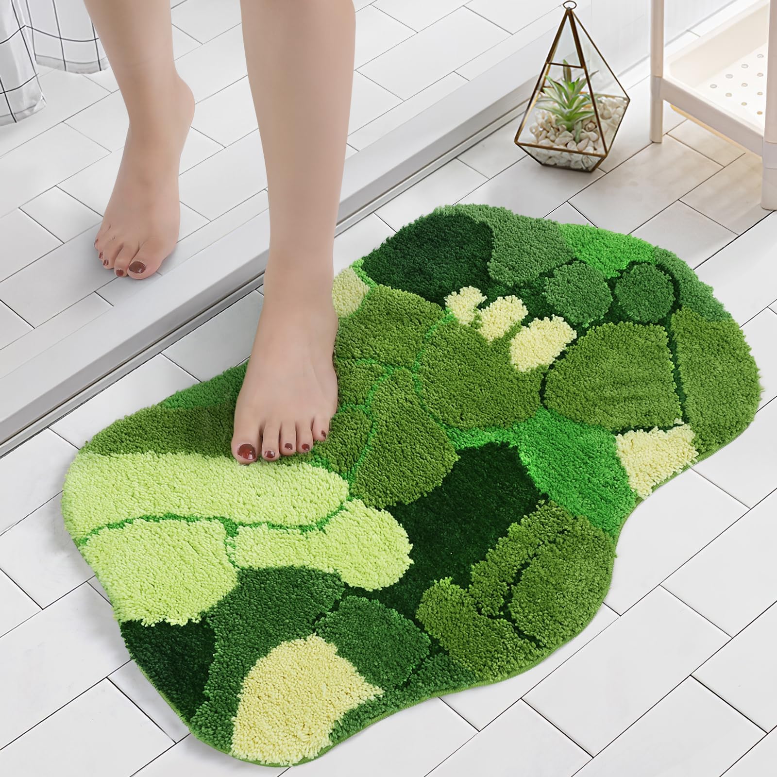 Amazon.com: LANPU Green Moss Rugs,Bathroom Rugs - Aesthetic Bath Mats ...