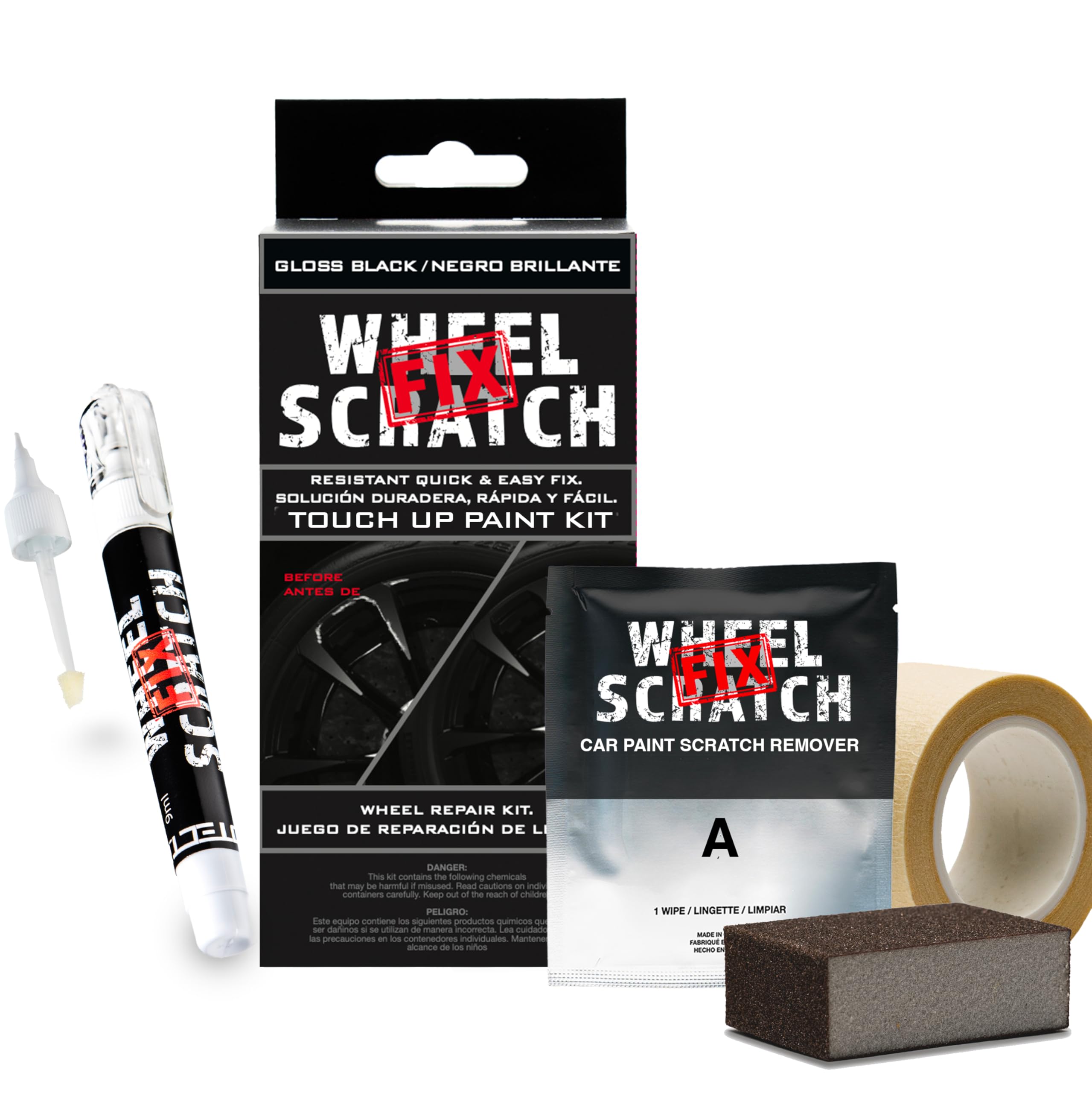Amazon.com: Wheel Scratch Fix Black Rim Touch Up Paint Kit, Car Wheel ...