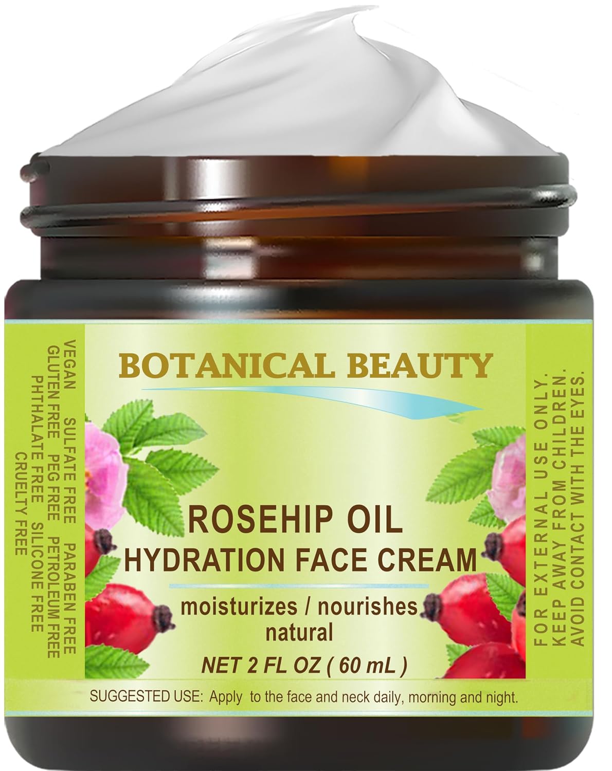 Amazon.com: Botanical Beauty ROSEHIP OIL HYDRATION FACE CREAM. For ...