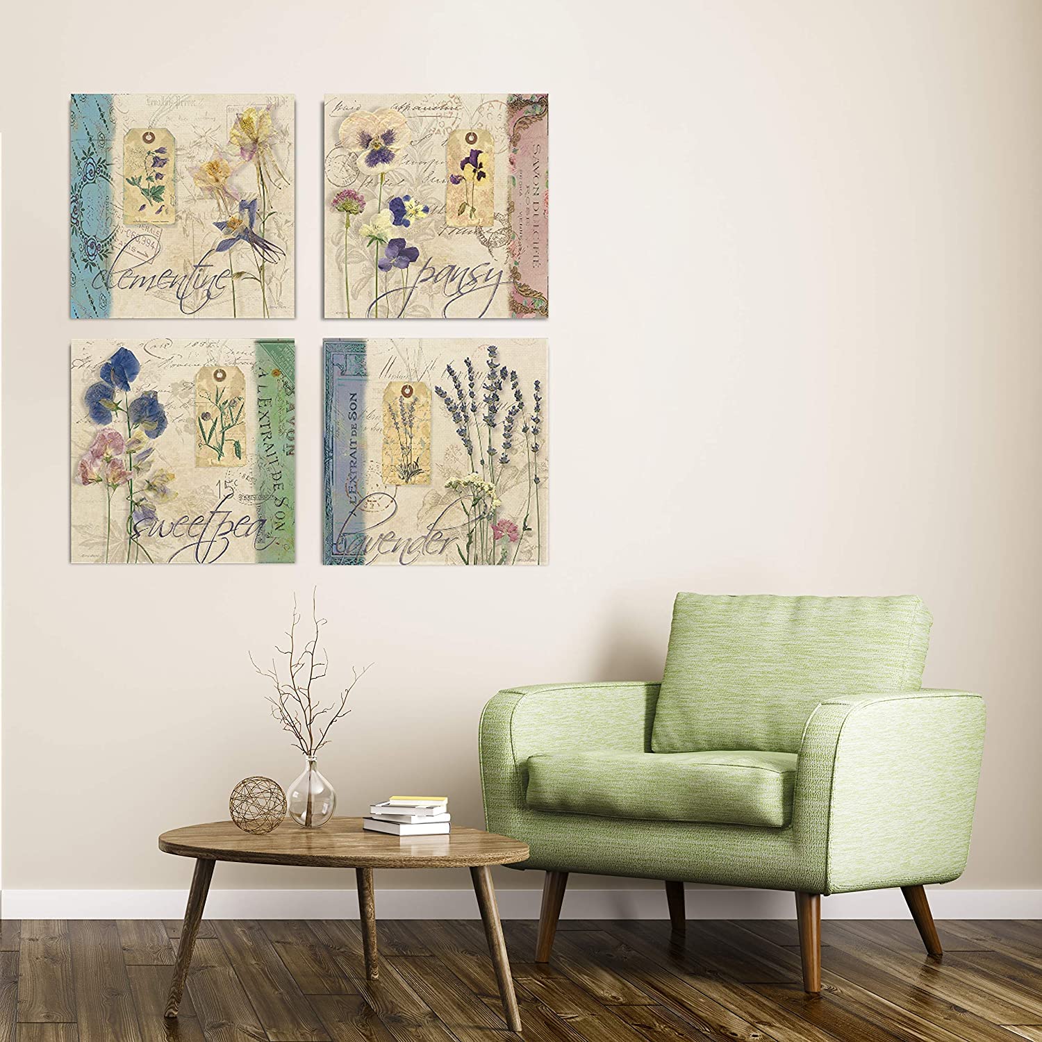 Snapklik.com : Canvas Wall Art, 4 Panels Set 12x12 Inches Each Framed ...