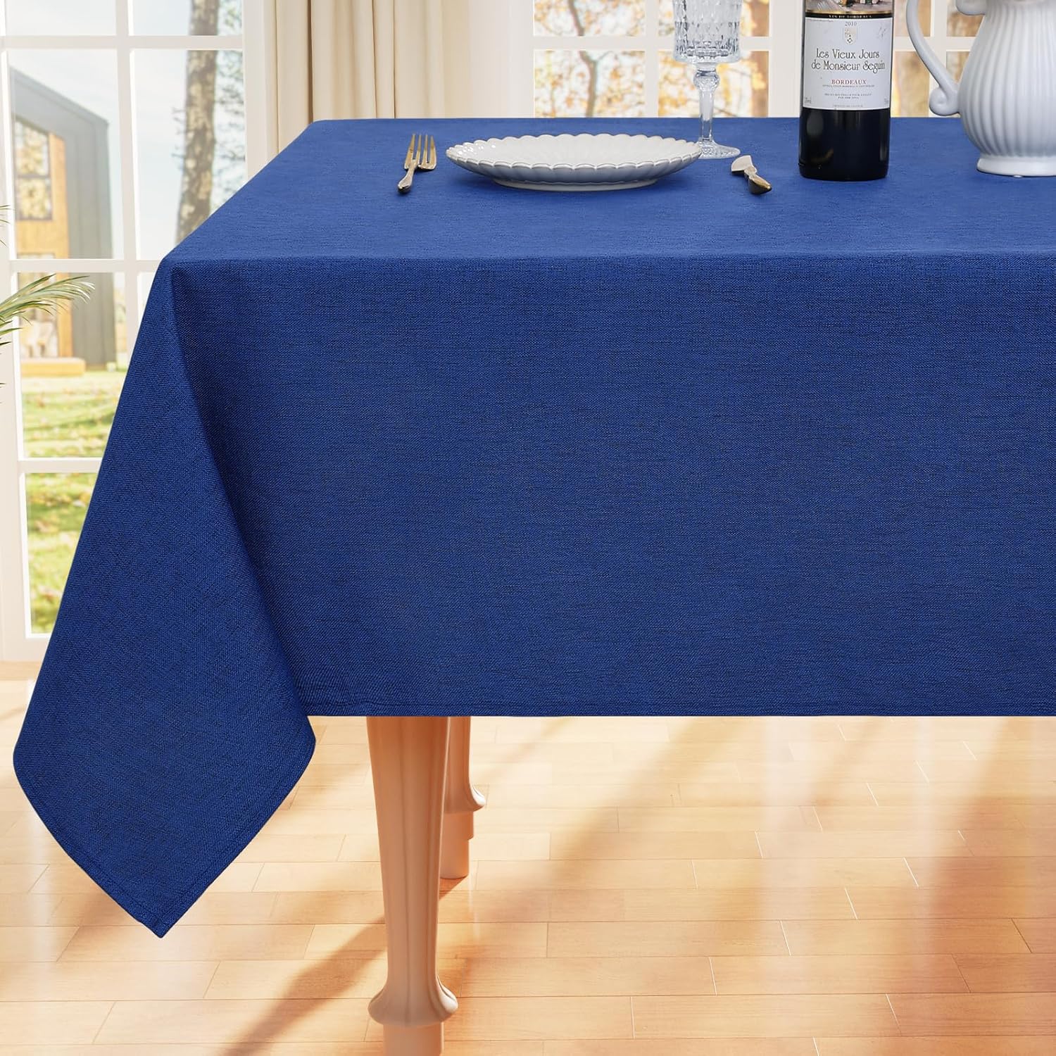 Amazon.com: smiry Rectangle Faux Linen Table Cloth, Waterproof Wipeable ...