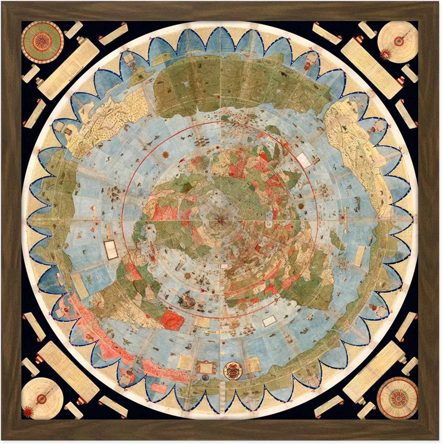 Artery8 Map Monte 1587 Composite World Pictorial Chart Square Wooden ...