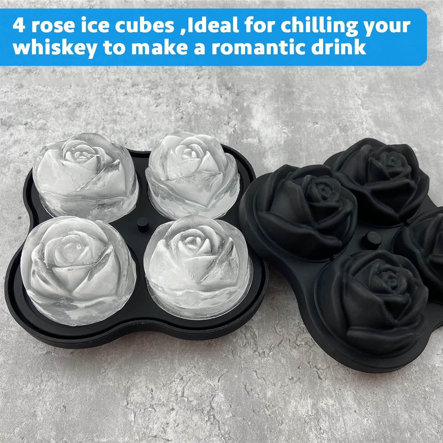 Snapklik.com : CAMKYDE Rose Ice Cube Tray 2.5 Inch 1 Mold + 1 Funnel ...