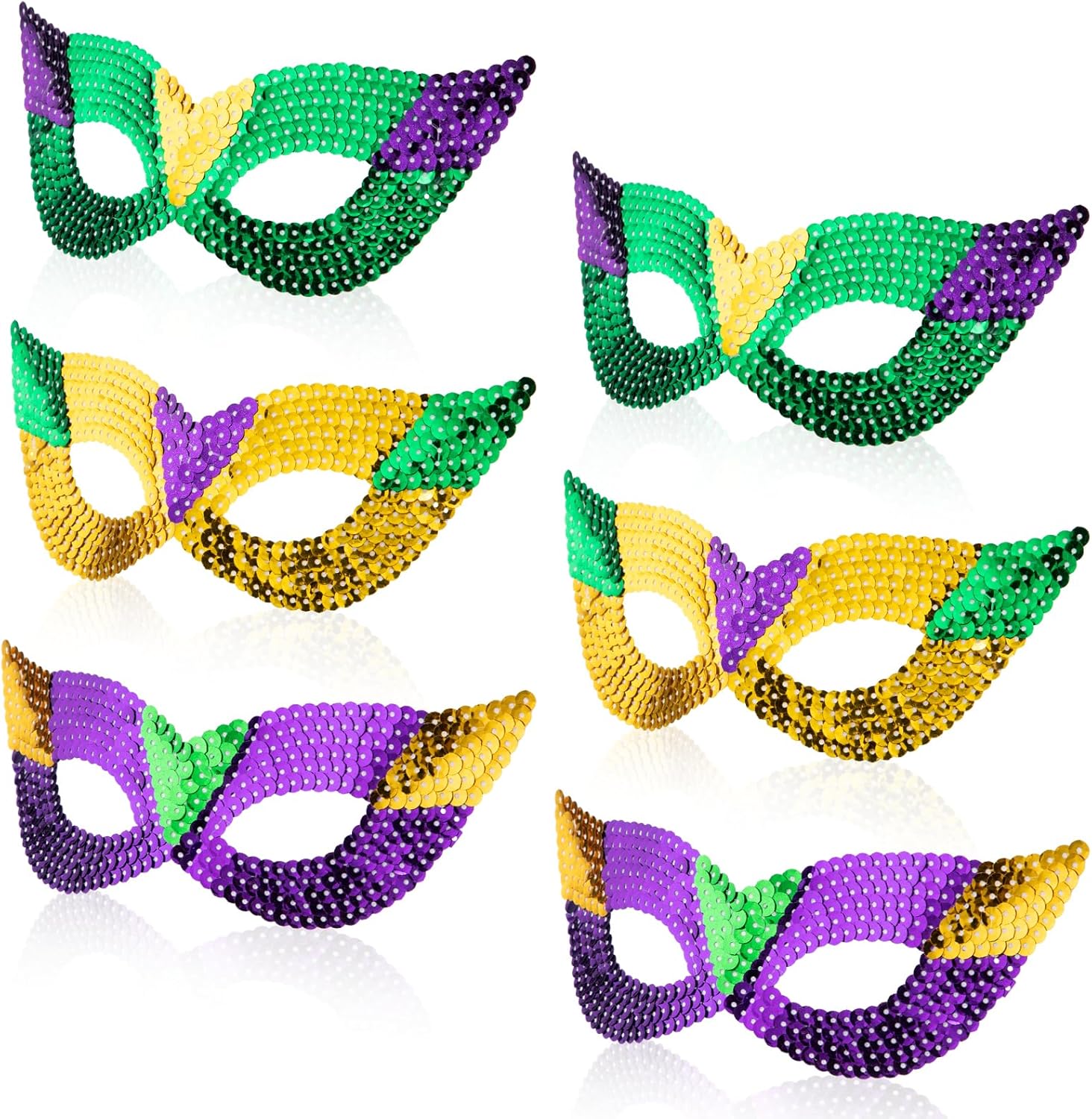 Amazon.com: Yaure Joy 6 Pcs Mardi Gras Face Mask Large Mardi Gras Mask ...