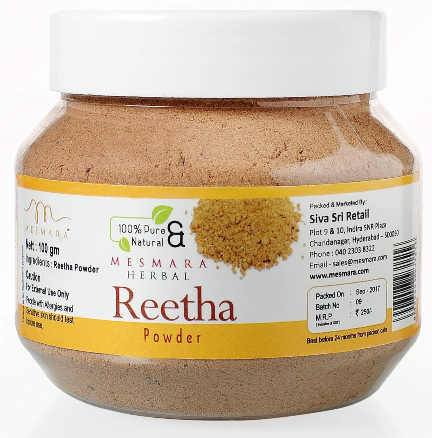 Amazon.com : Mesmara Herbal Reetha Powder, 100g : Health & Household