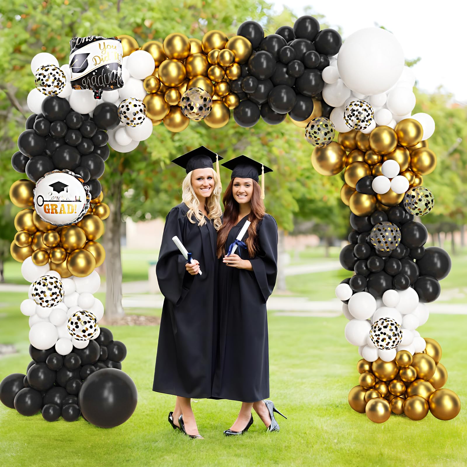 Snapklik.com : Graduation Balloon Garland Arch Kit Black White Gold ...