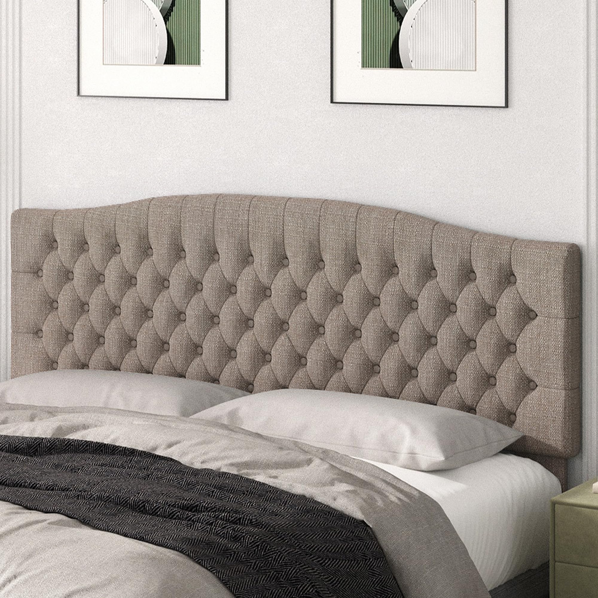 Amazon.com - Befurtori Linen Upholstered King Size Headboard Only ...