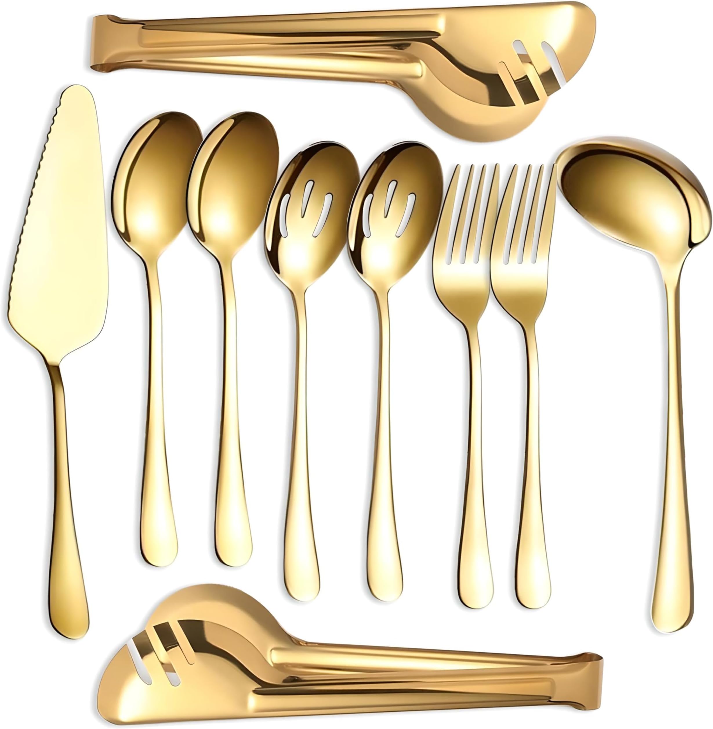 Amazon.com | 12Pcs Gold Stainless Steel Serving Utensils Set for ...