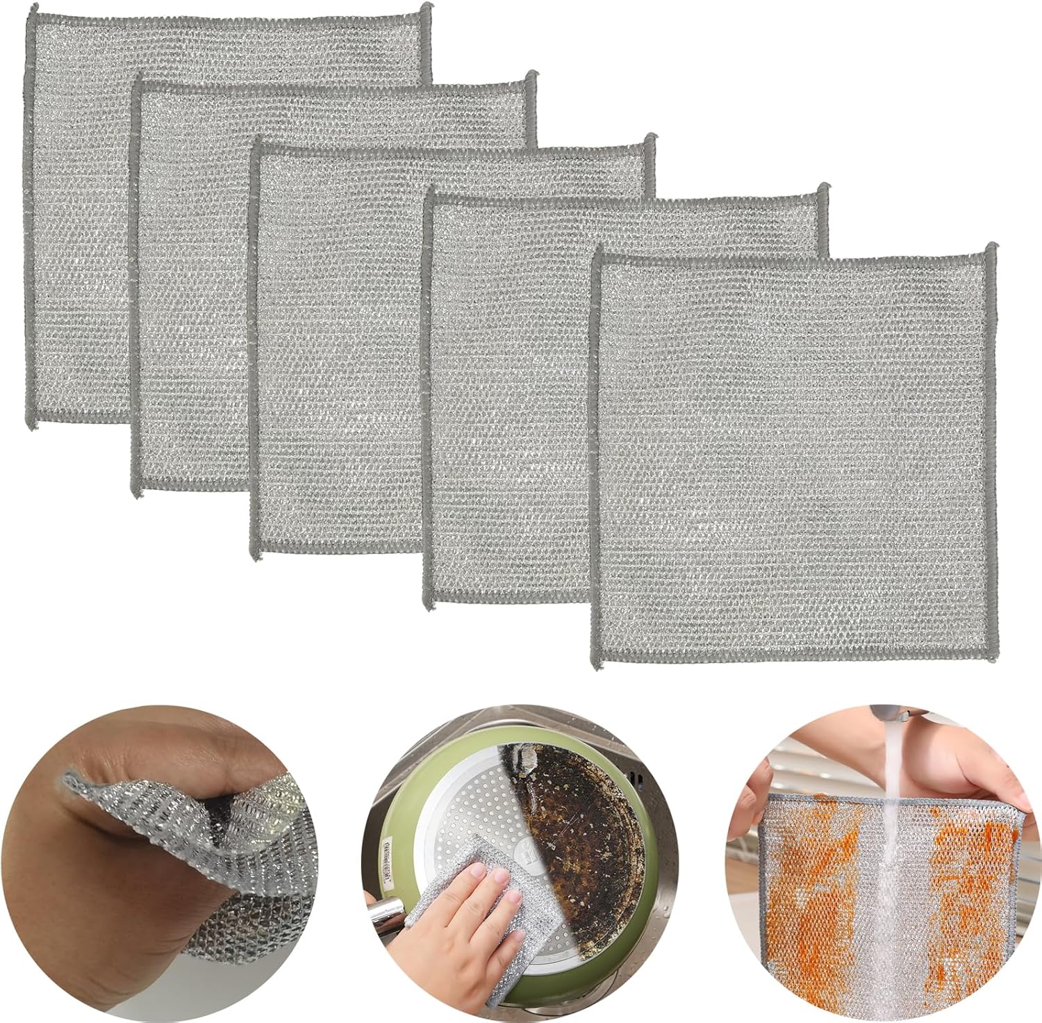 Amazon.com: QHC KOCK Multipurpose Wire Dishwashing Rags 5 Pack ...