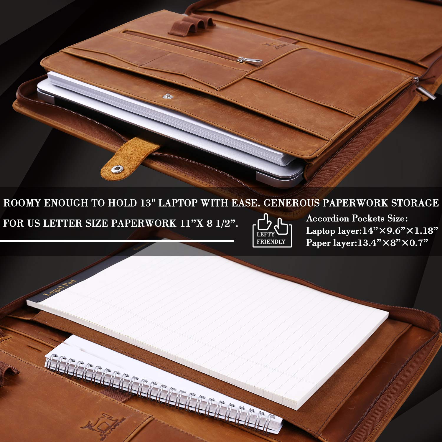 Leather Portfolio Professional Organizer Padfolio – Resume Folder with ...