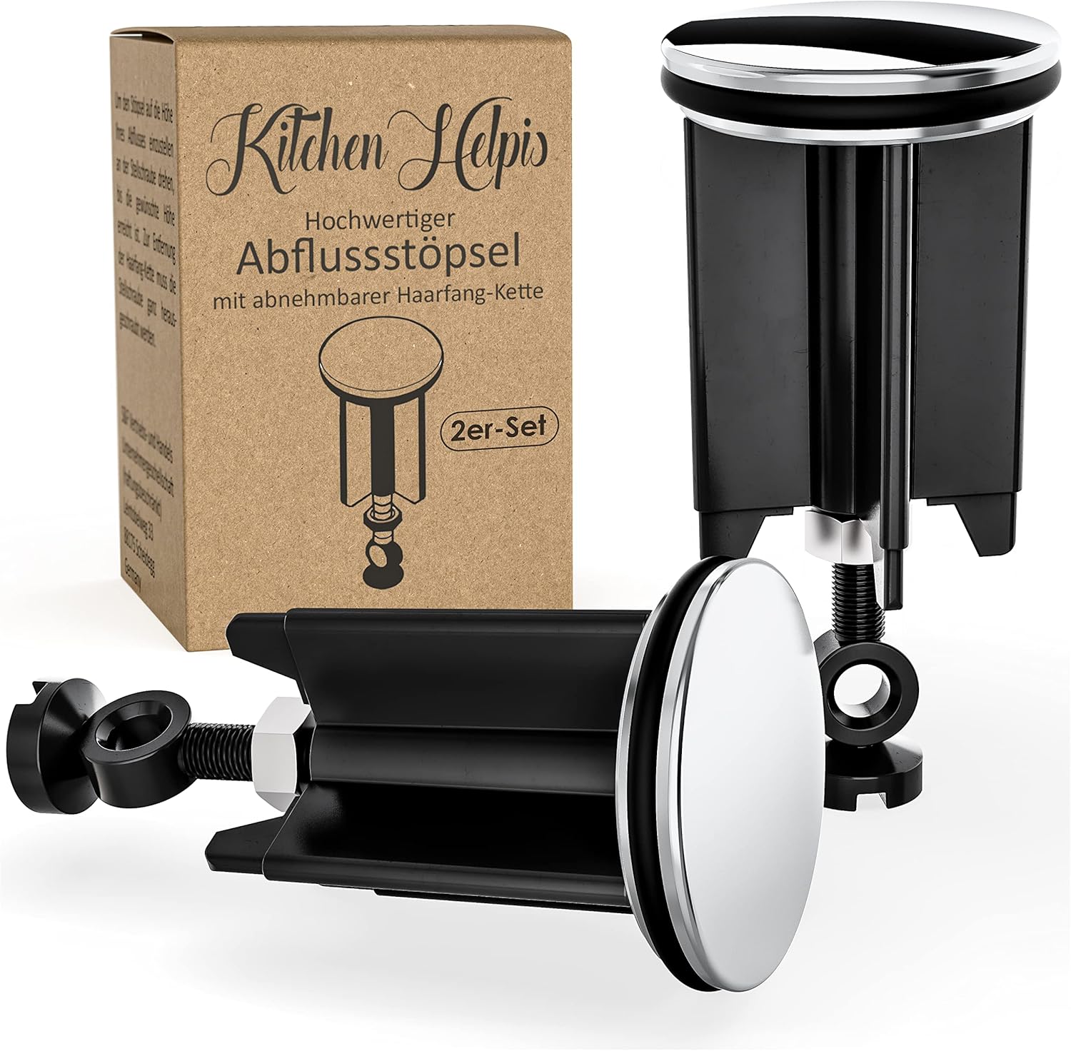 Kitchen Helpis® Quality Drain Plug, ⌀ 40 mm (2 pc black), height ...