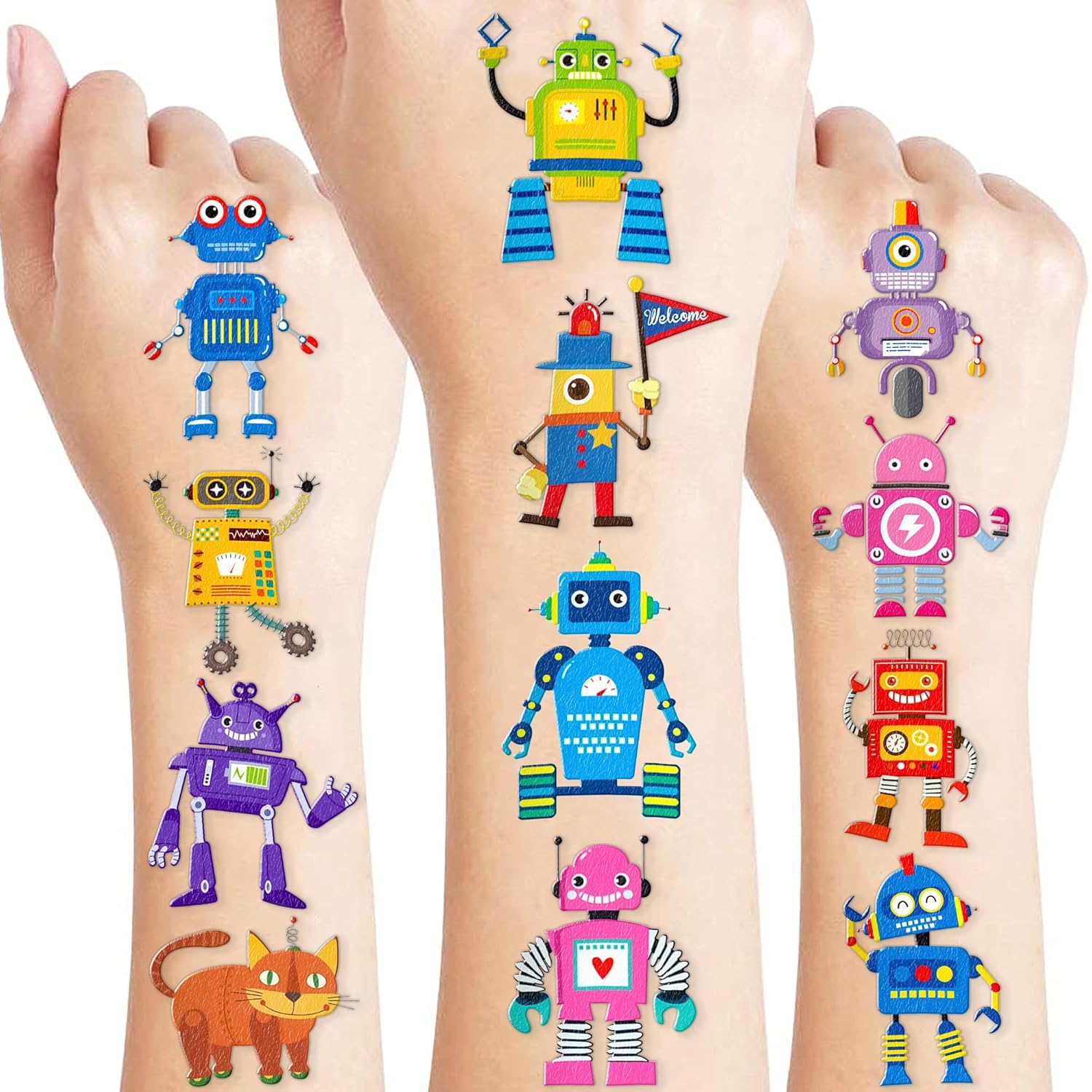 Amazon.com: 104PCS Cute Robot Temporary Tattoos Stickers Science Themed ...