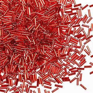 Amazon.com: 2420pcs/80g Red Tube Beads Glass Bugle Seed Beads Length ...
