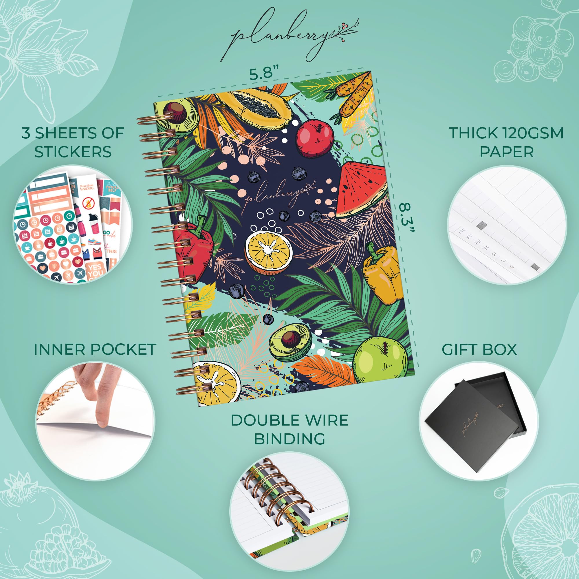 Snapklik.com : PLANBERRY Food Journal Premium Nutrition Planner Diet ...