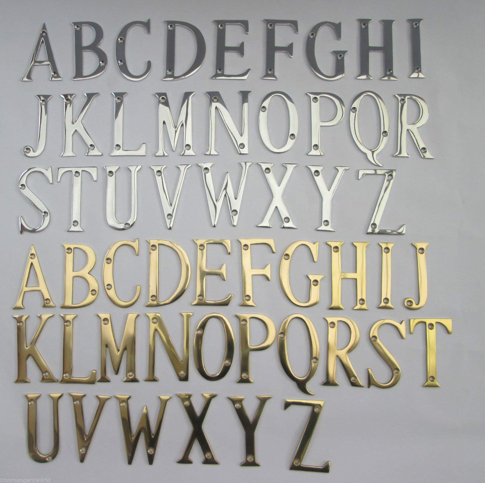 IRONMONGERY WORLD® 3"/75mm Solid Brass House Door Alphabet Letters Door ...