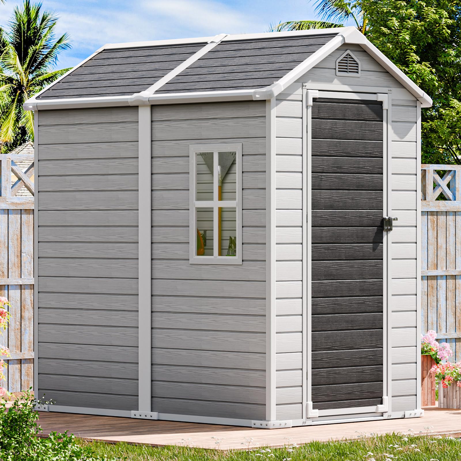 Amazon.com : Outdoor Resin Storage Shed 6x4 FT, Large Waterproof ...