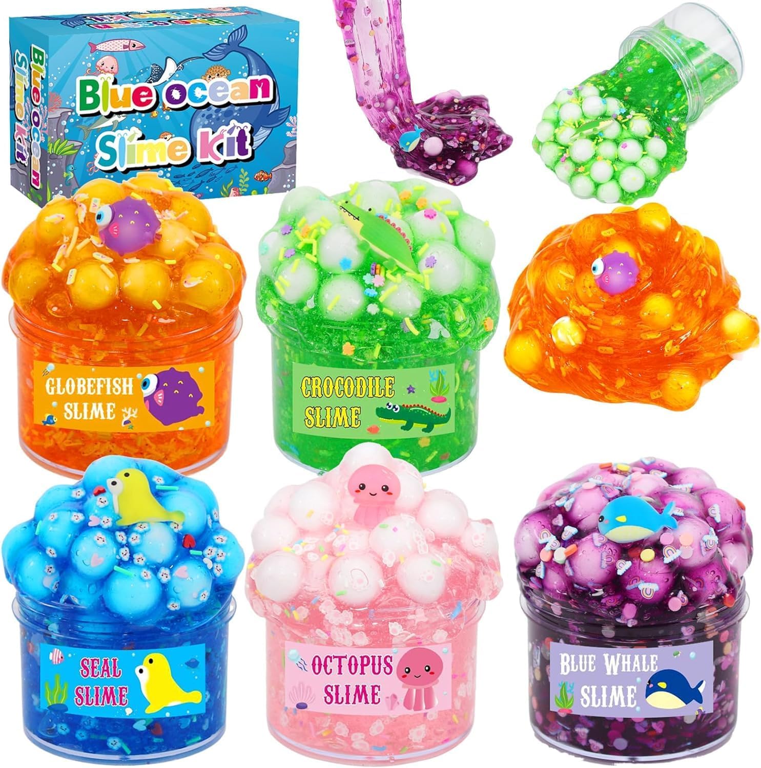 Beauenty Crystal Clear Slime Kit-5 Pack,Super Soft and Non-Sticky ...
