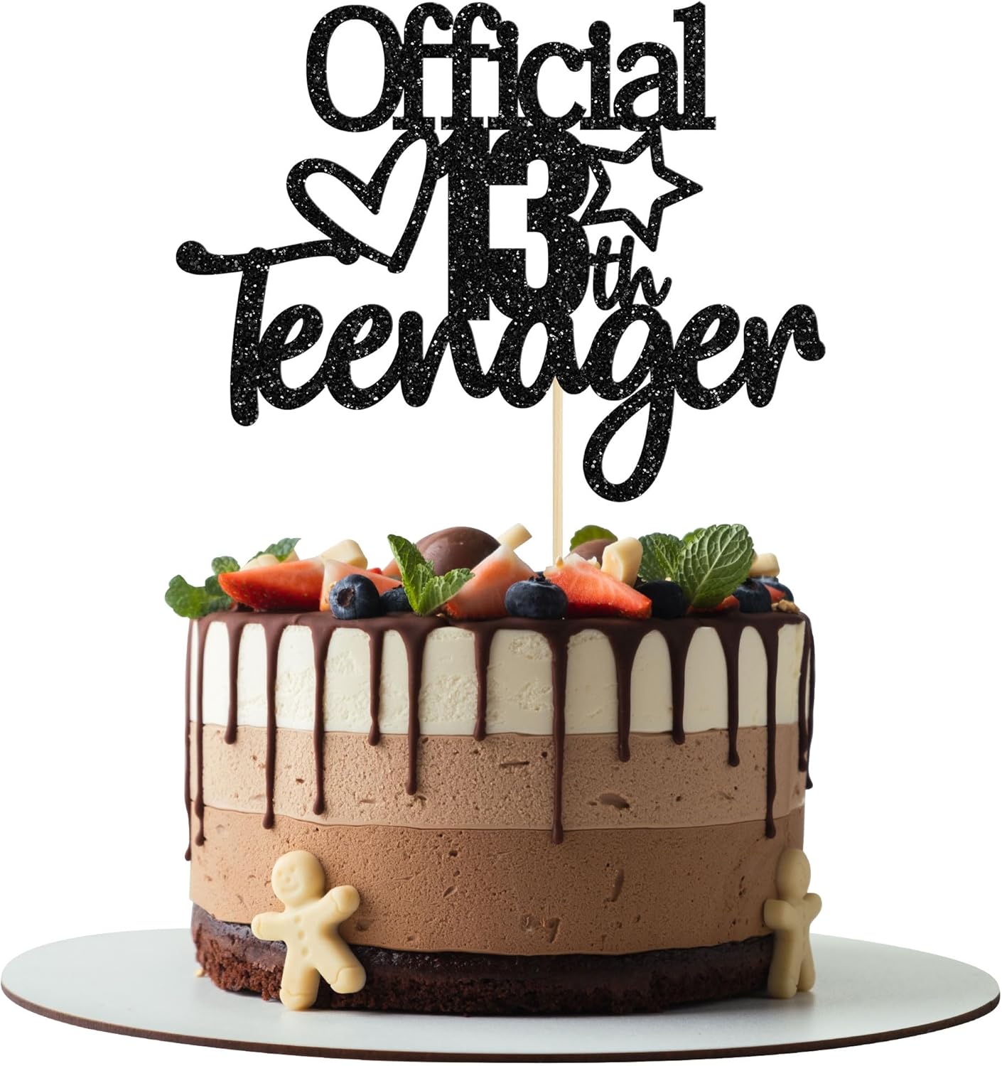 Gyufise Black Glitter 13 Official Teenager Cake Topper 13th Birthday ...