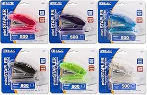 Amazon.com : BAZIC Mini Stapler w/500 Staples, Standard (26/6) Built-in ...