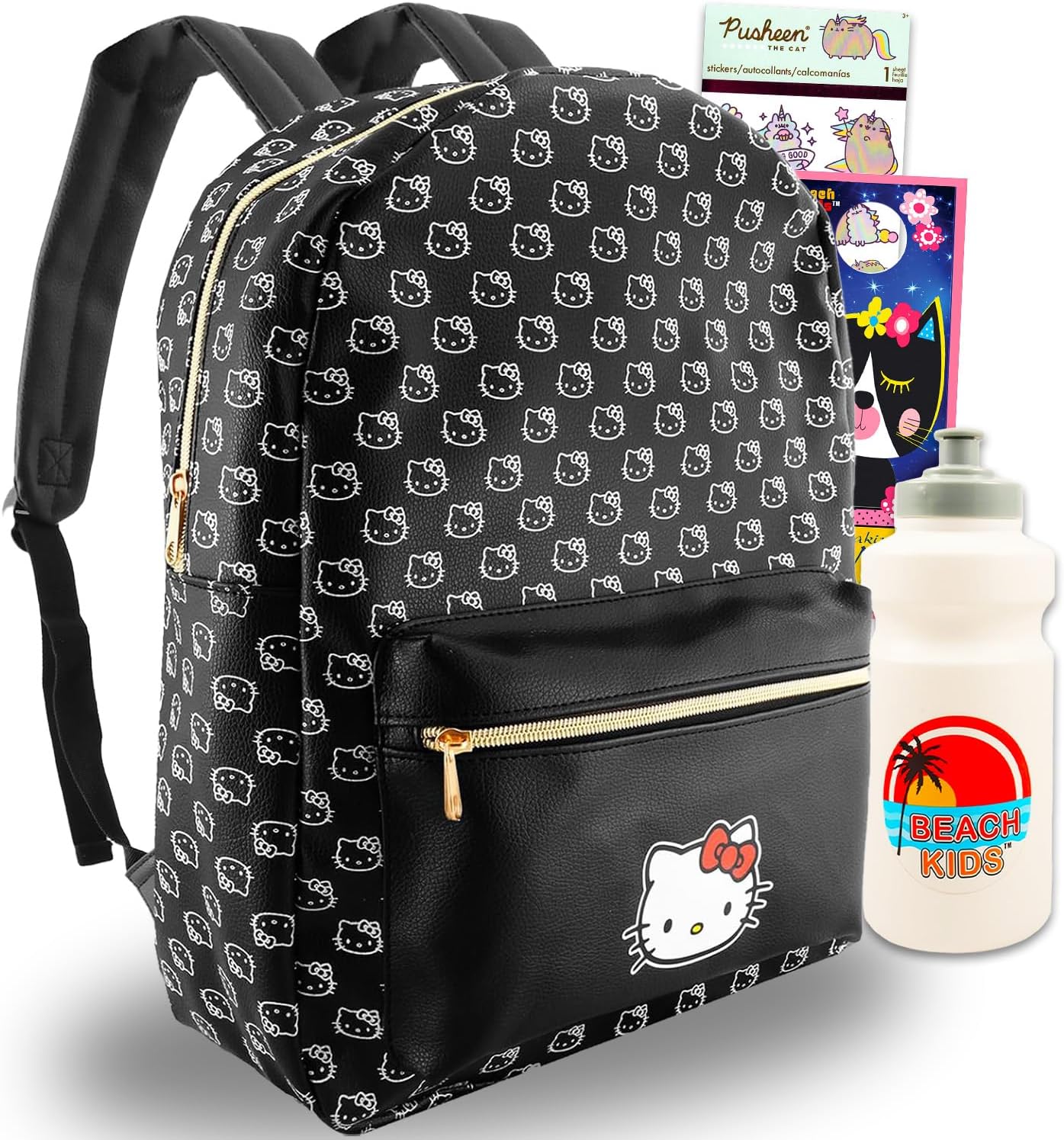 Amazon.com | Hello Kitty Faux Leather Backpack for Kids - Bundle with ...