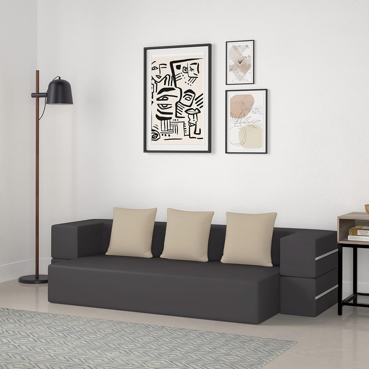 Amazon Brand - Solimo Casaan 3 Seater Foldable Sofa Cum Bed (PU Foam ...