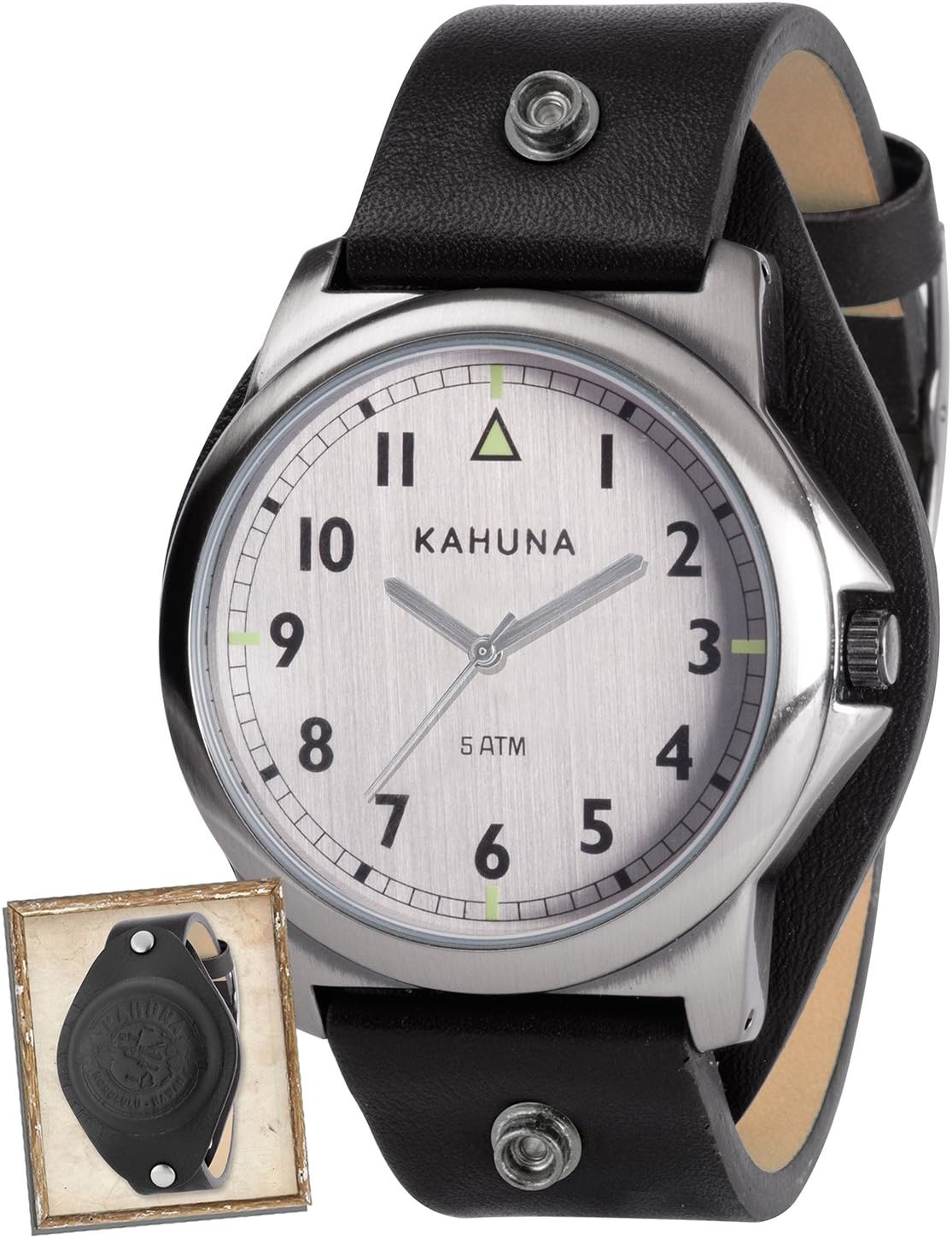 Kahuna Men's Quartz Watch with Silver Dial Analogue Display and Black ...