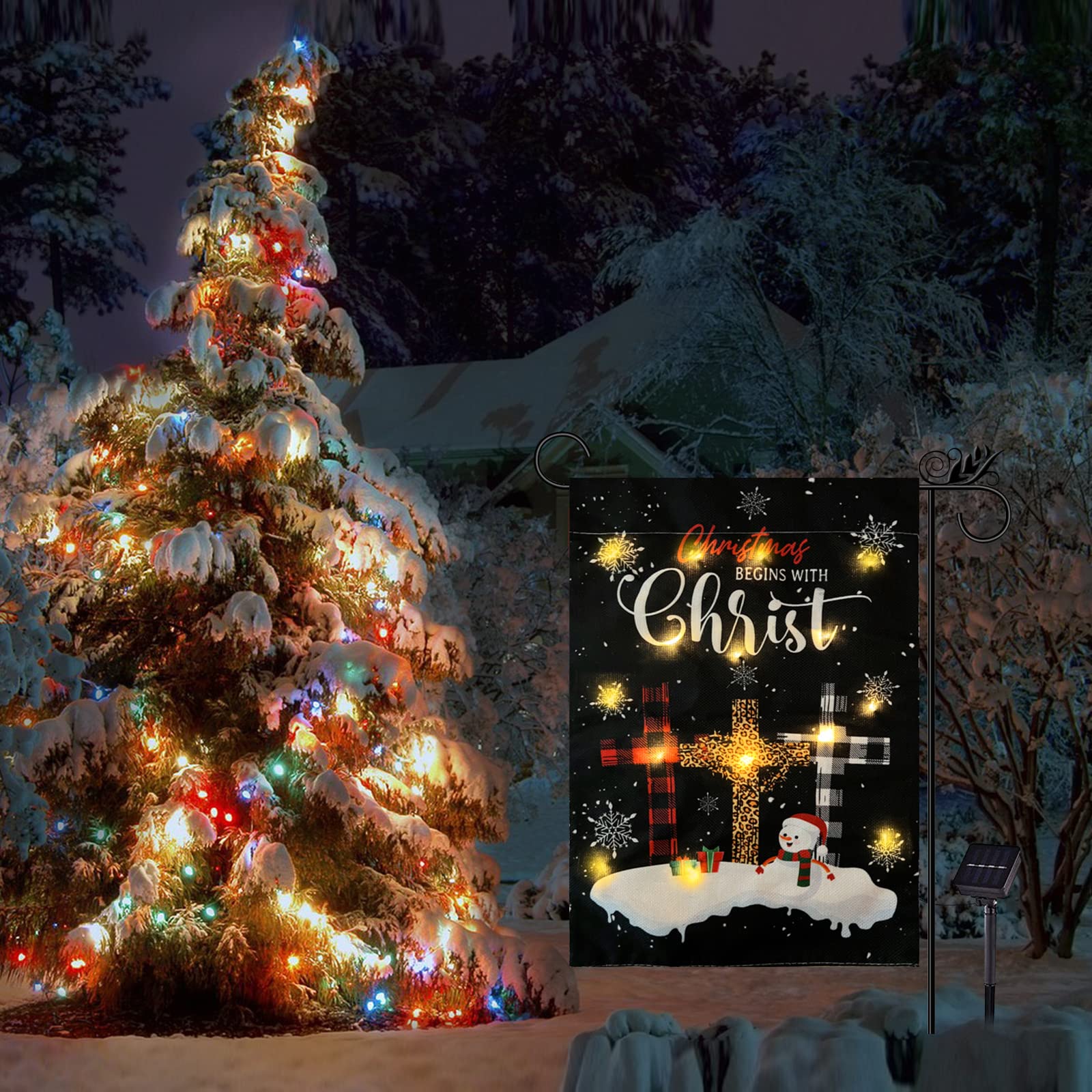 Xmas Lighted Outdoor Cross Ganeen 2 Pcs Solar Stake Christmas Outdoor
